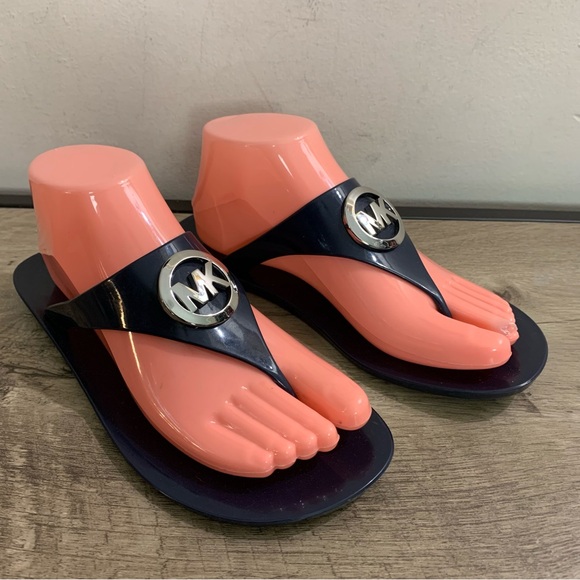 Michael Kors | Shoes | Womens Michael Kors Navy Blue Mk Silver Logo ...